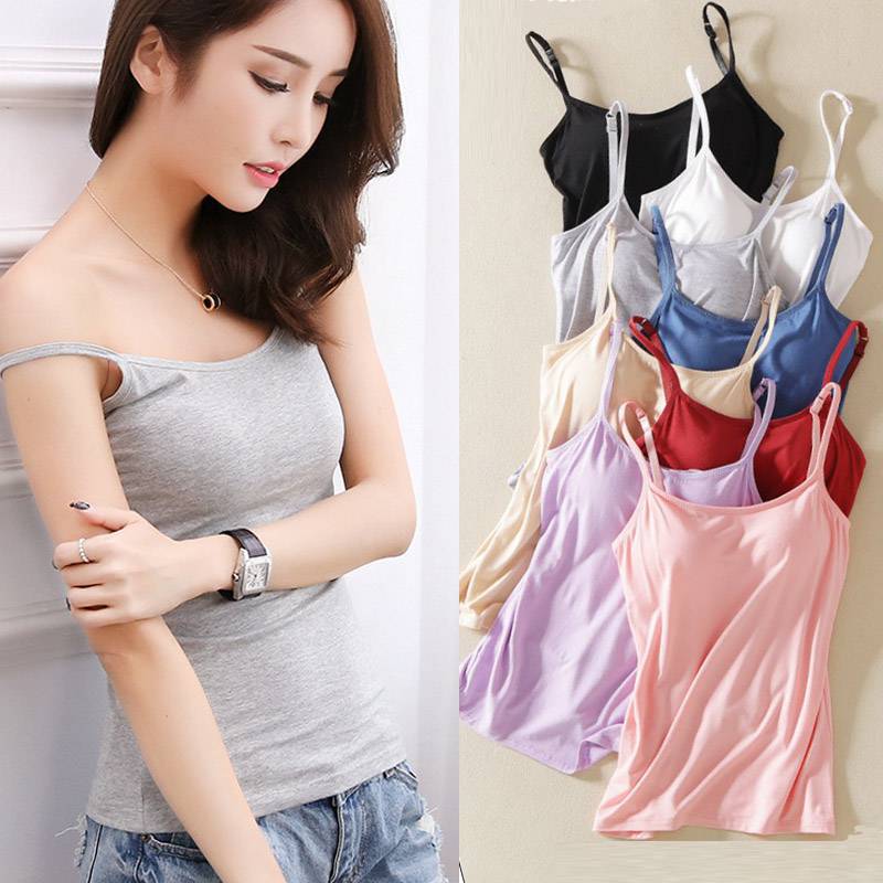 Women Soft Padded Spaghetti Sando With Built-In Bra