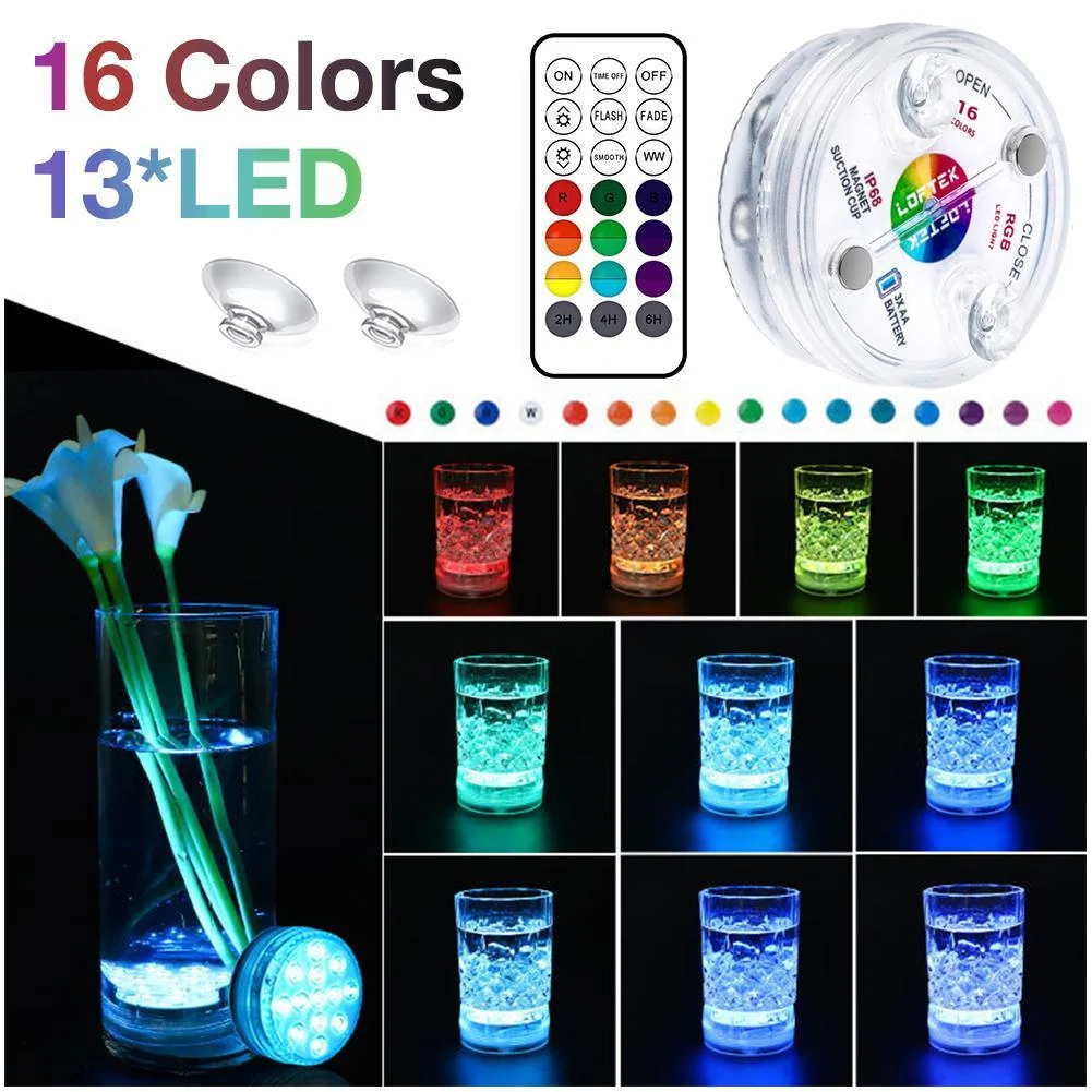 16 Color Underwater Light LED RGB Submersible Swimming Pool Lamp IP68 ...