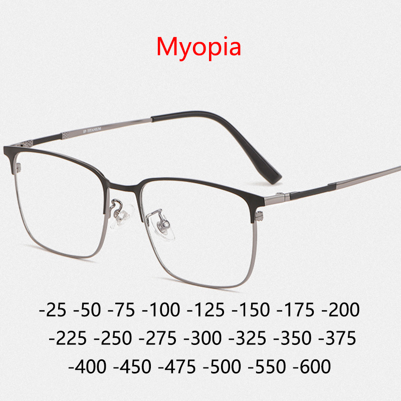 High Myopia Glasses Men Titanium Half Frame Nearsighted Glasses Women ...