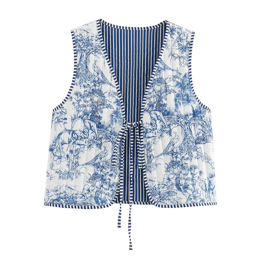 Woherb Explosion Street Printing Rope Cotton Vest Vest