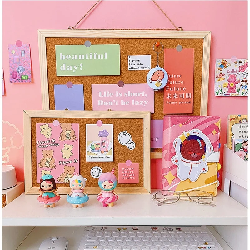 W&G Ins Kawaii Cork Board Wooden Photo Wall Decoration Home Desktop ...