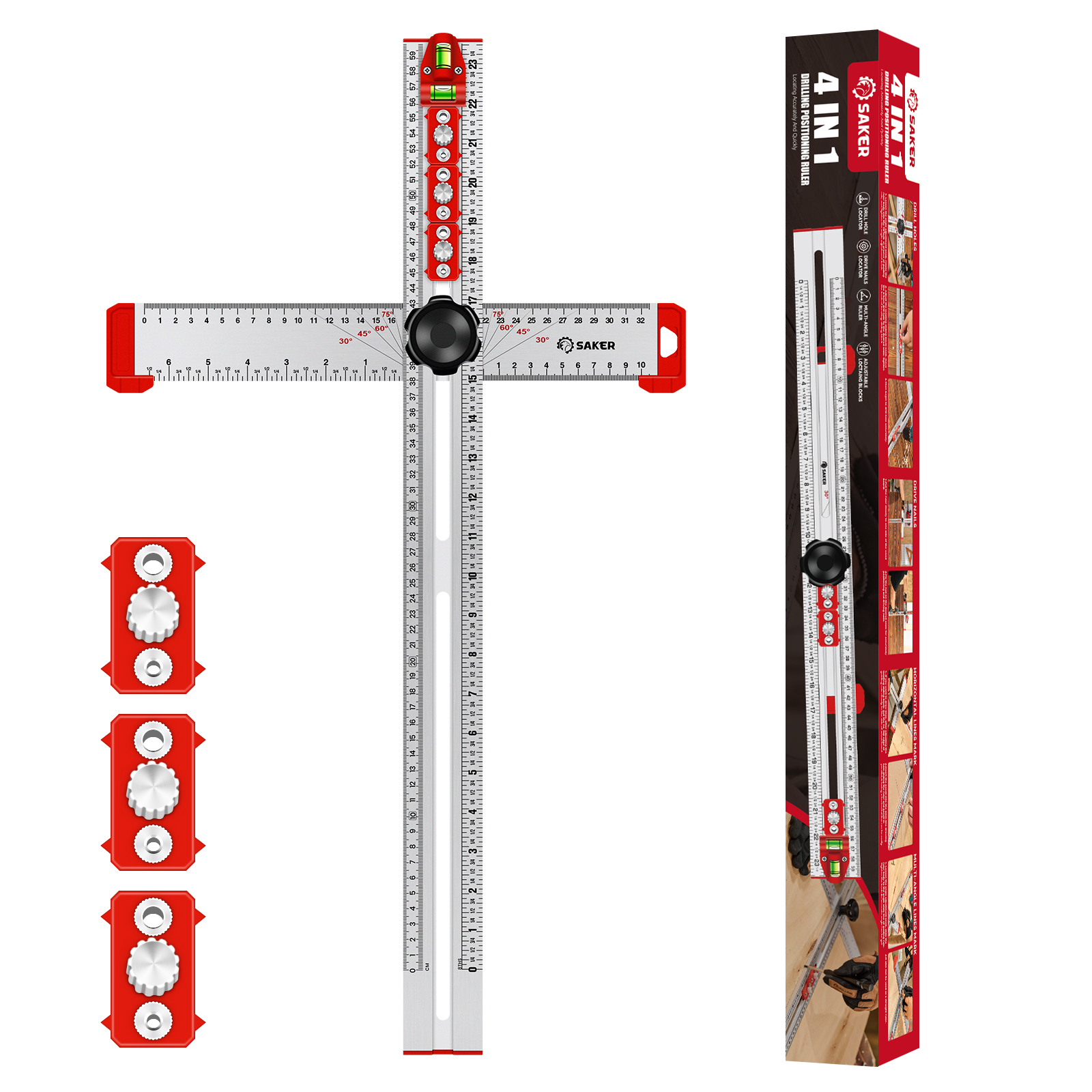 SAKER® 4 in 1 Drilling Positioning Ruler