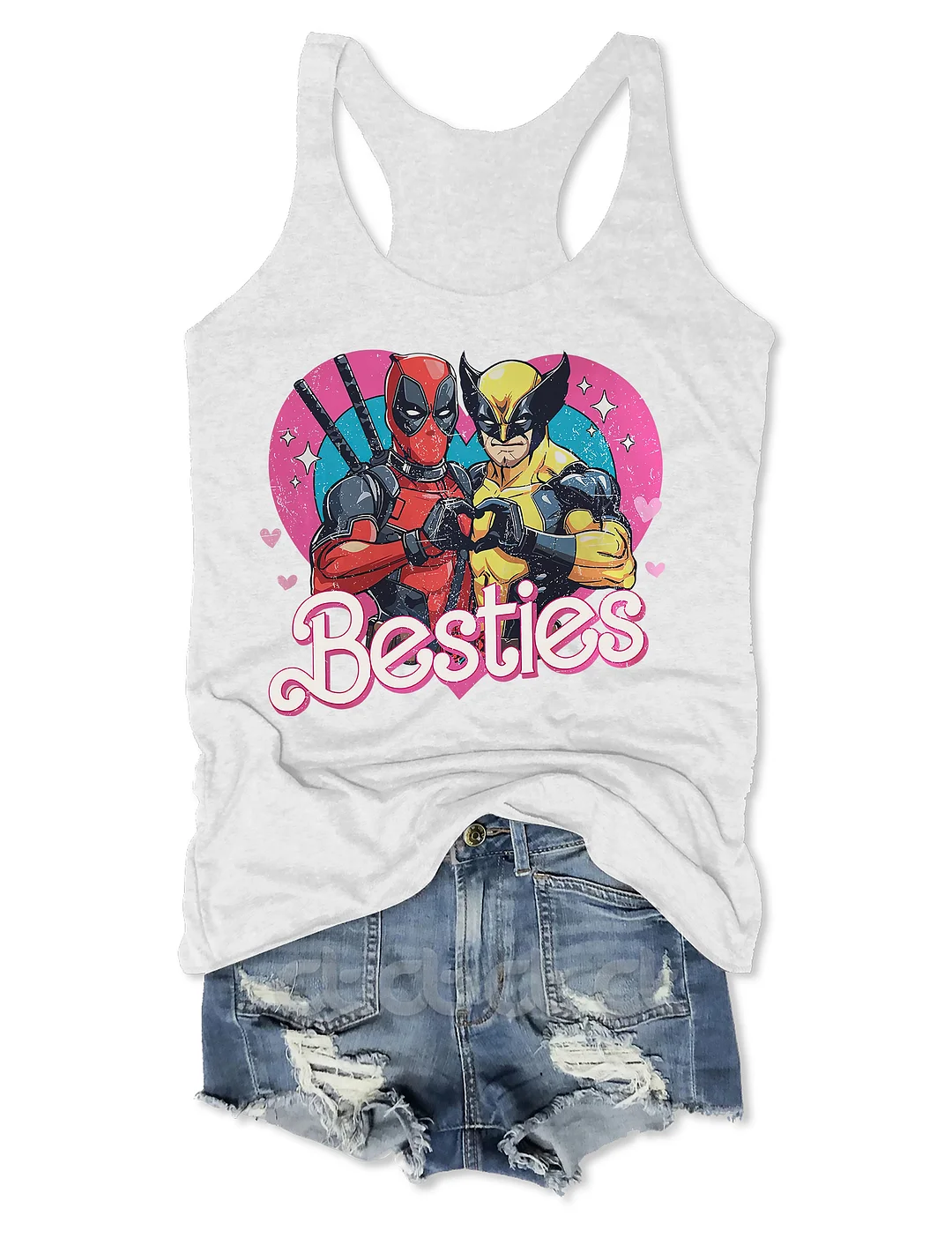 Superhero Deadpool Wolverine Besties Tank