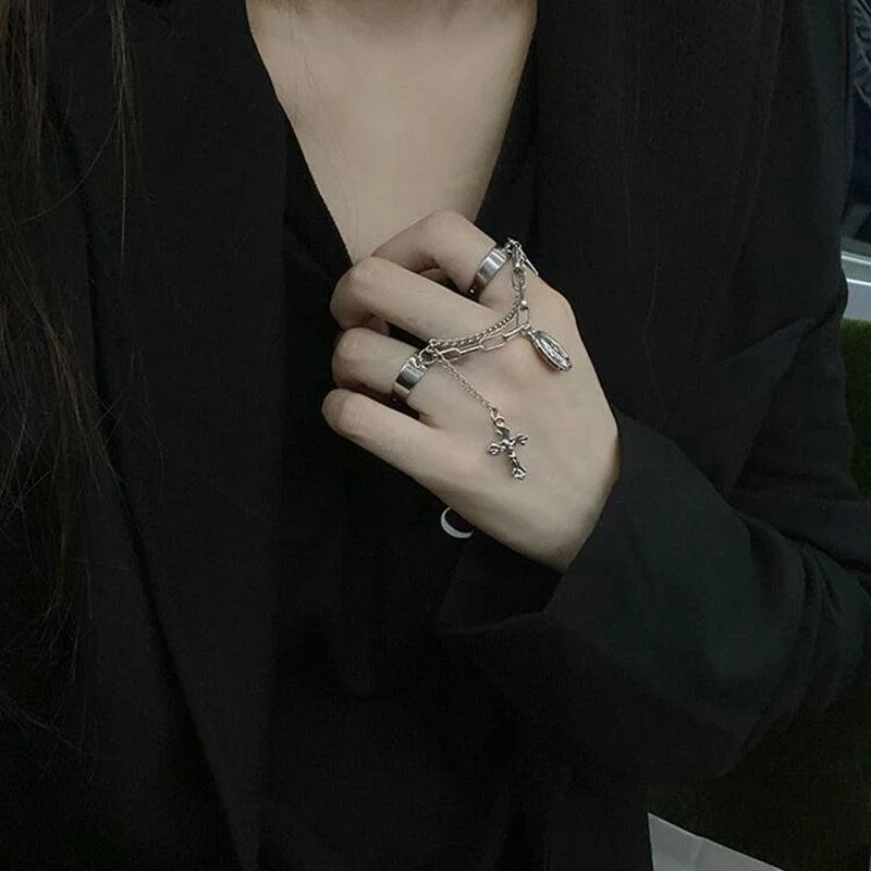 Gothic Cross Layered Ring - GothBB 2022 free shipping available