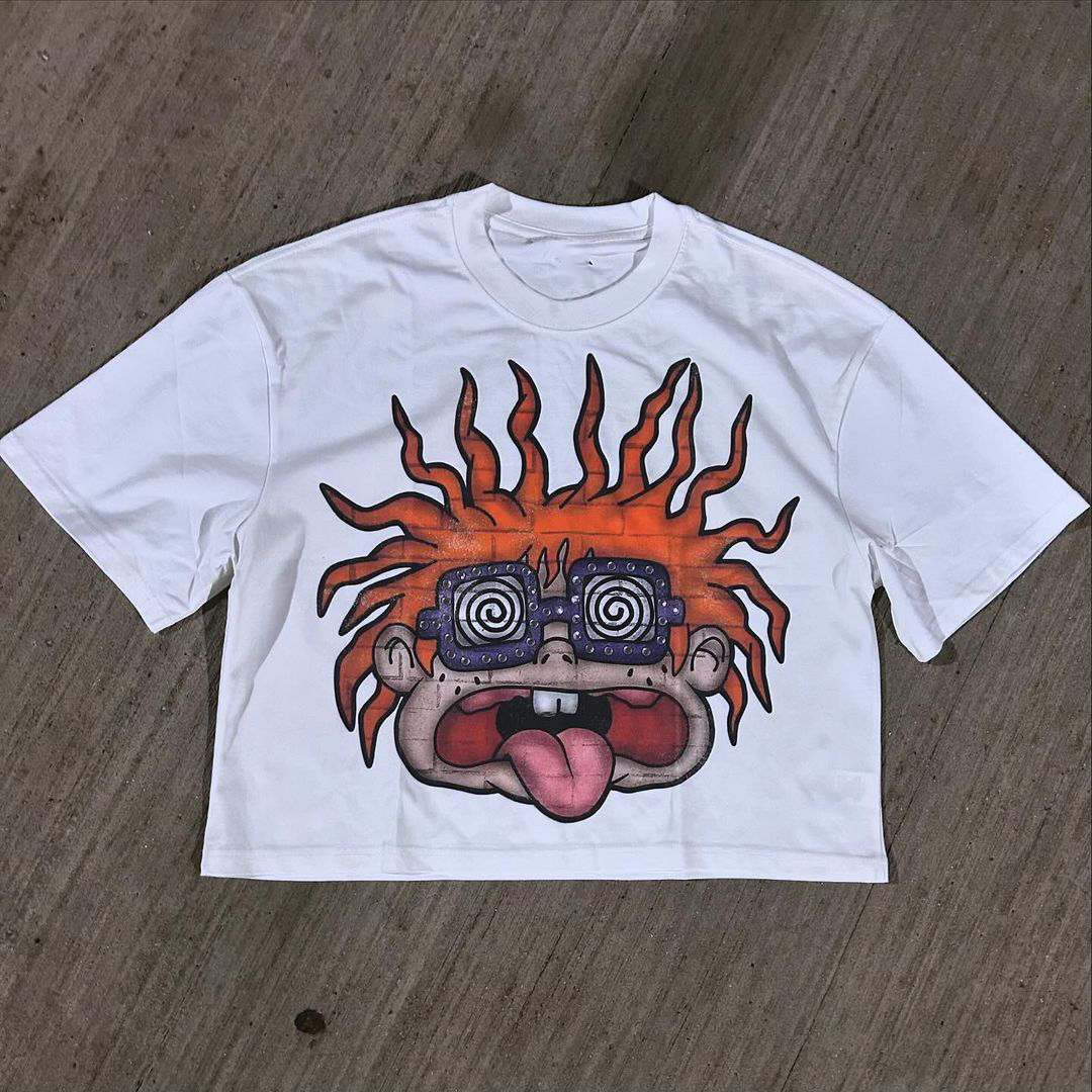 Sopula Vintage Dim Portrait Print Graphic Cropped T-Shirts - SOPULA