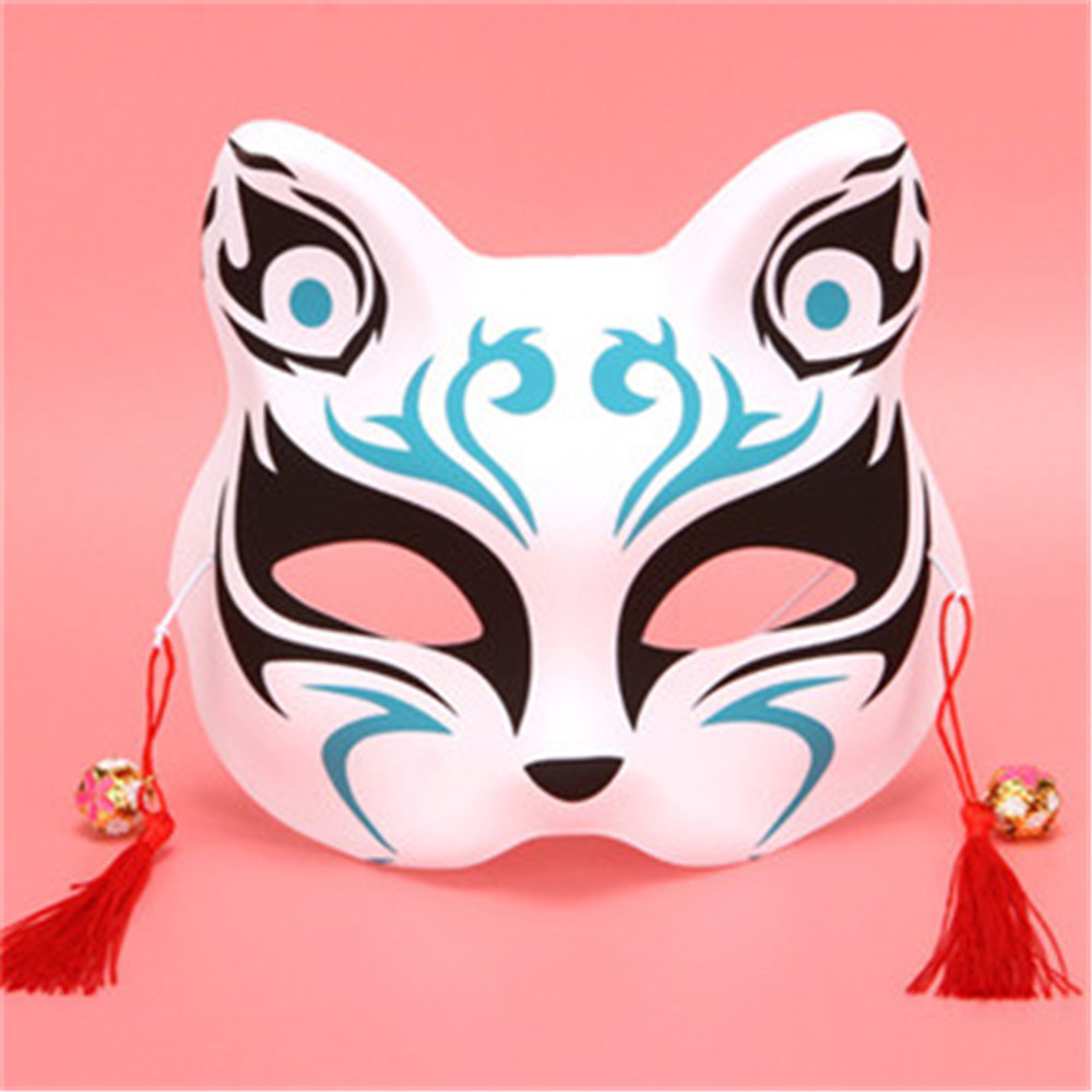 Billionm Mask Half Face Hand-painted Cat The Nine-tailed Fox Mask Anime ...