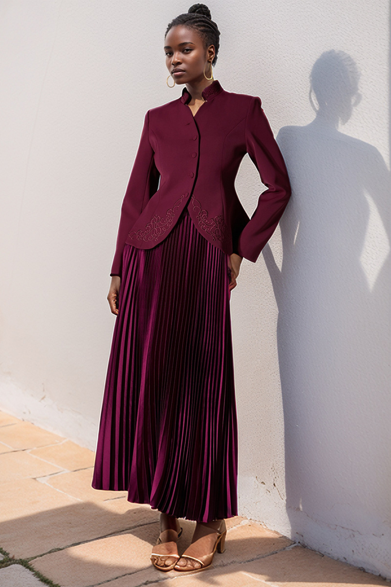 Xiomara Pleated Skirt Two Piece Set