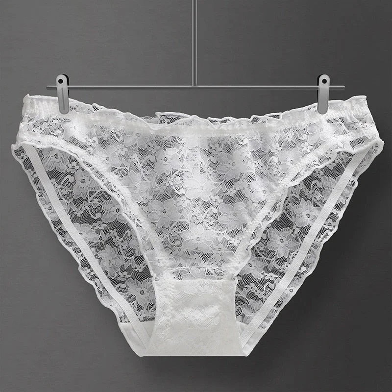 Sexy Womens Briefs Female Mid Waist Underwear Panties Retro Lace