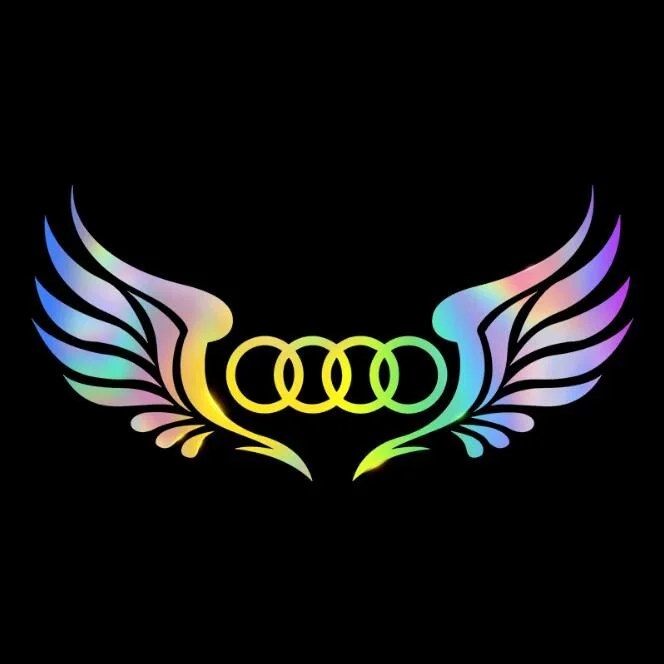 3D Angel Wings Colorful Laser Reflective Car Stickers 4PCS