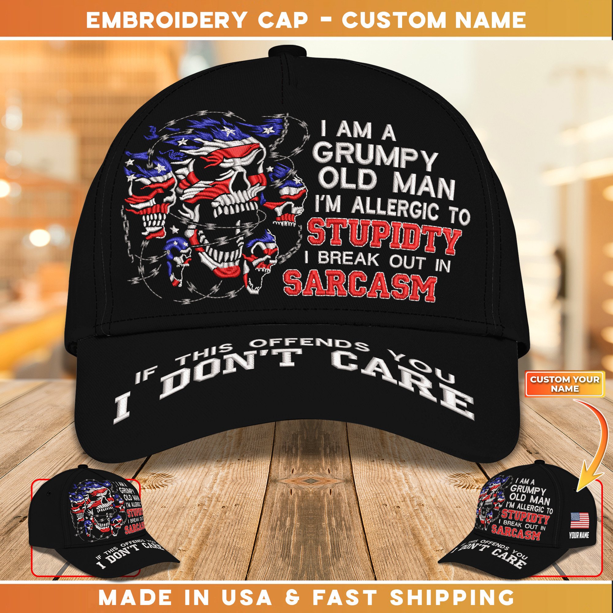 Embroidery Cap - I'm A Grumpy Old Man Cap Custom Classic Embroidery