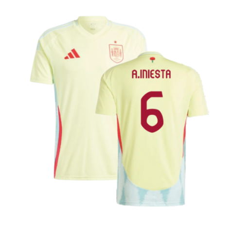 Spain Andrés Iniesta 6 Away Shirt Kit Euro 2024