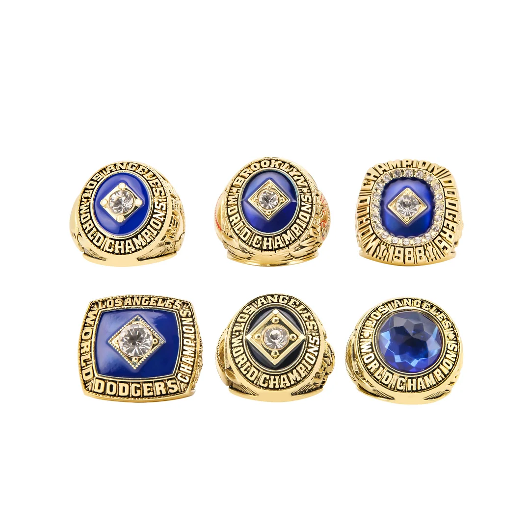 6 Los Angeles Dodgers MLB World Series Championship Ring Replica Set