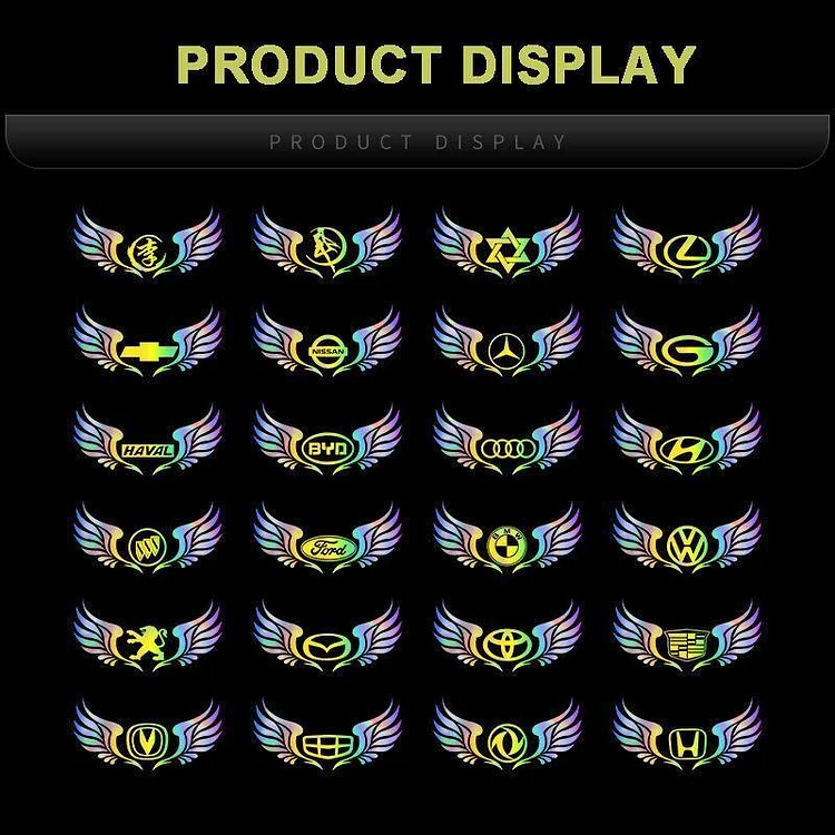3D Angel Wings Colorful Laser Reflective Car Stickers 4PCS