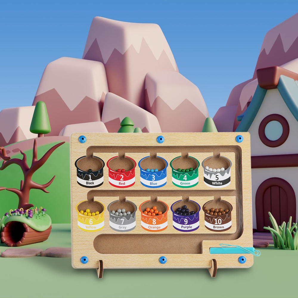 Magnetic Color Number Magnet Maze Wooden Board Puzzle Counting Matching ...