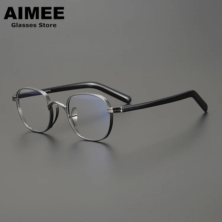 Japanese Handmade Pure Titanium Acetate Glasses Frame Square Men Women ...
