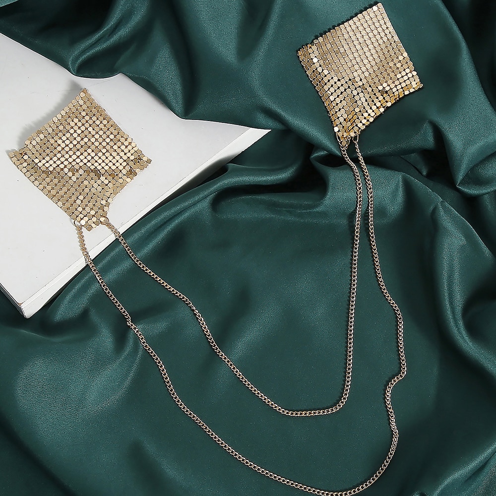 Uaang Pair Sexy Metal Nipple Stickers Women Chain Breast Bra Nipple ...