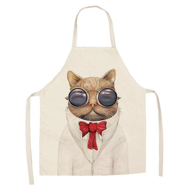 Linen Kitchen Apron - Cat