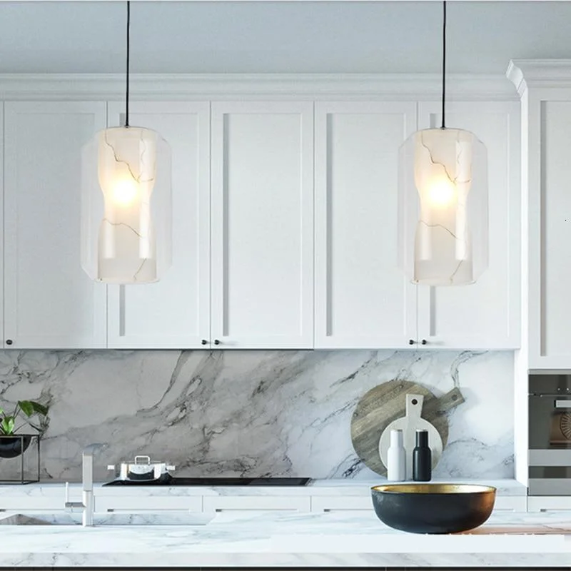 Nordic Modern Marble Stone Texture Single Head Pendant Lights E27 Led ...