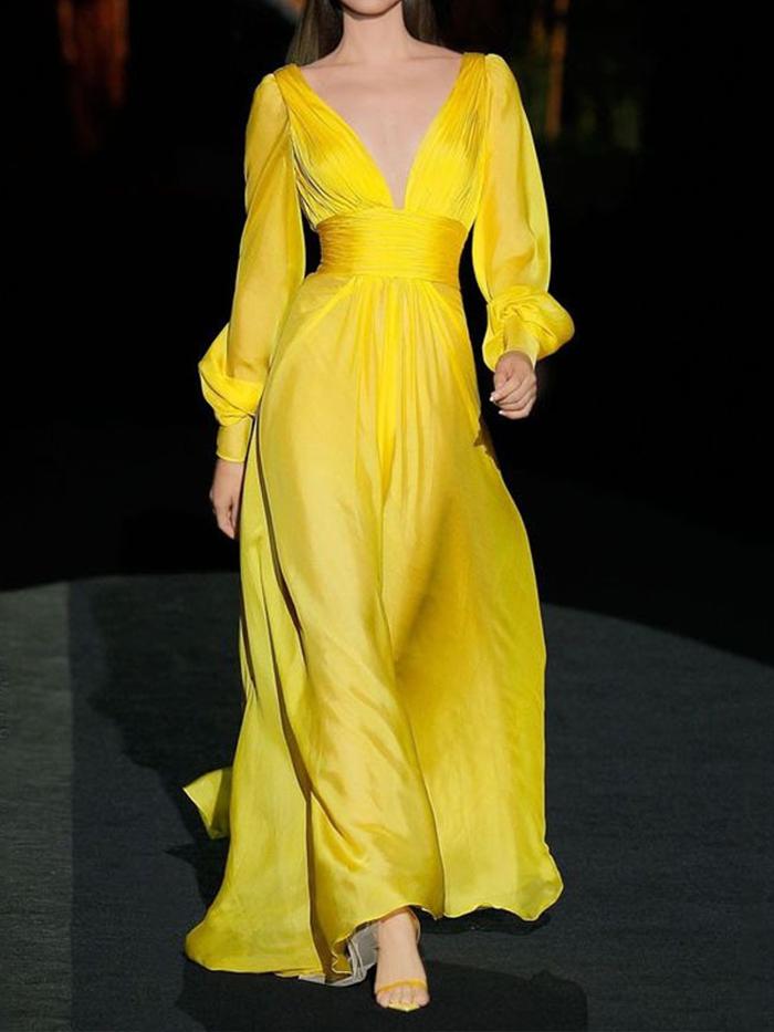 Women's New Fashion Deep V Neck Dress Dress