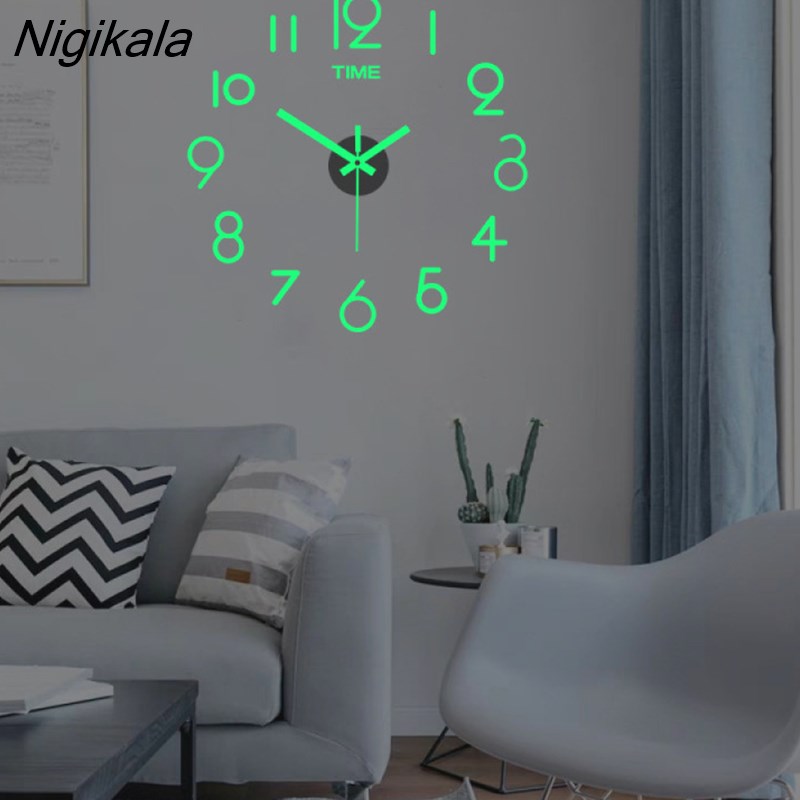 Nigikala Wall Clock Quartz 3D DIY Decorative Kitchen Clocks Acrylic ...