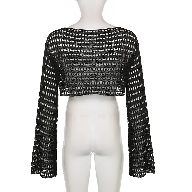 RIPPED CUTOUT CROPPED SMOCK