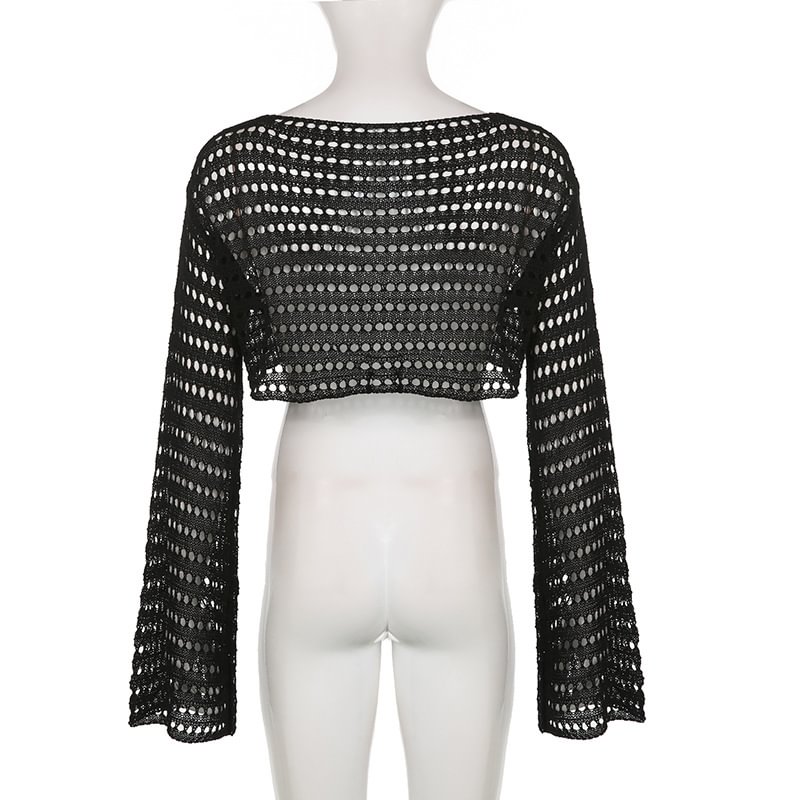 RIPPED CUTOUT CROPPED SMOCK
