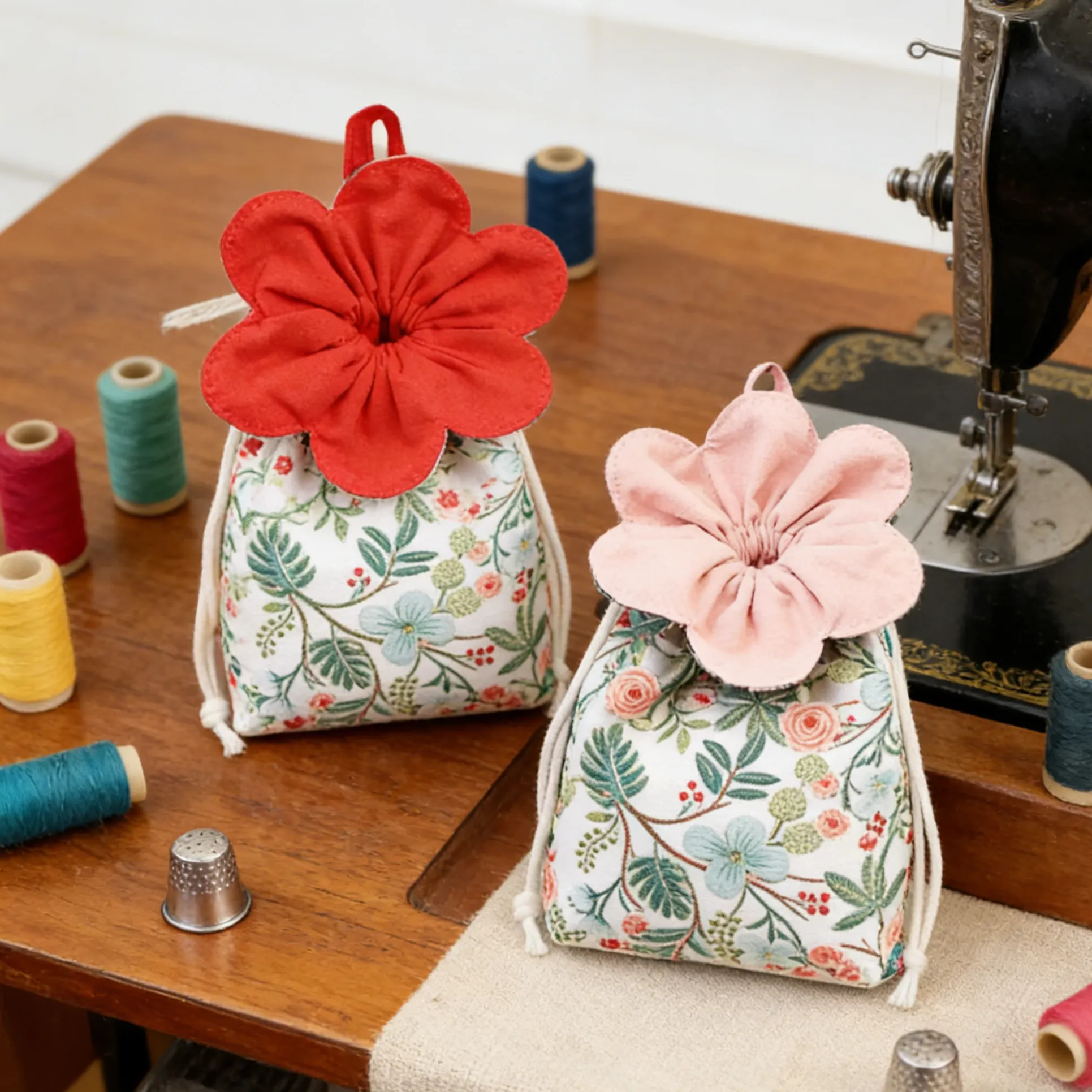 Flower Drawstring Bag Sewing Template - Instructions Included