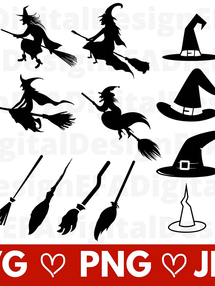 Witch SVG Bundle, Witch Hat Bundle, Broomstick Jpg, 12 Design Svg ...