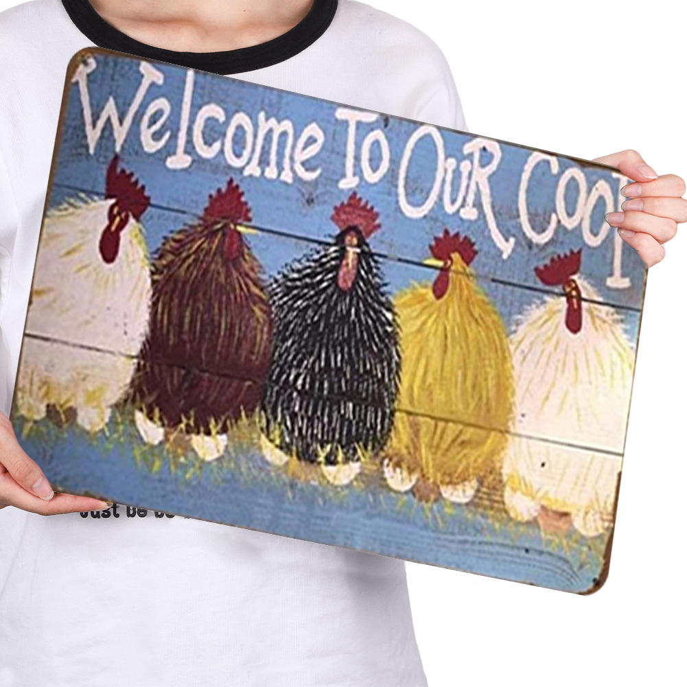 Welcome to our chicken cooperative - Vintage Tin Signs - （8*12Inch)