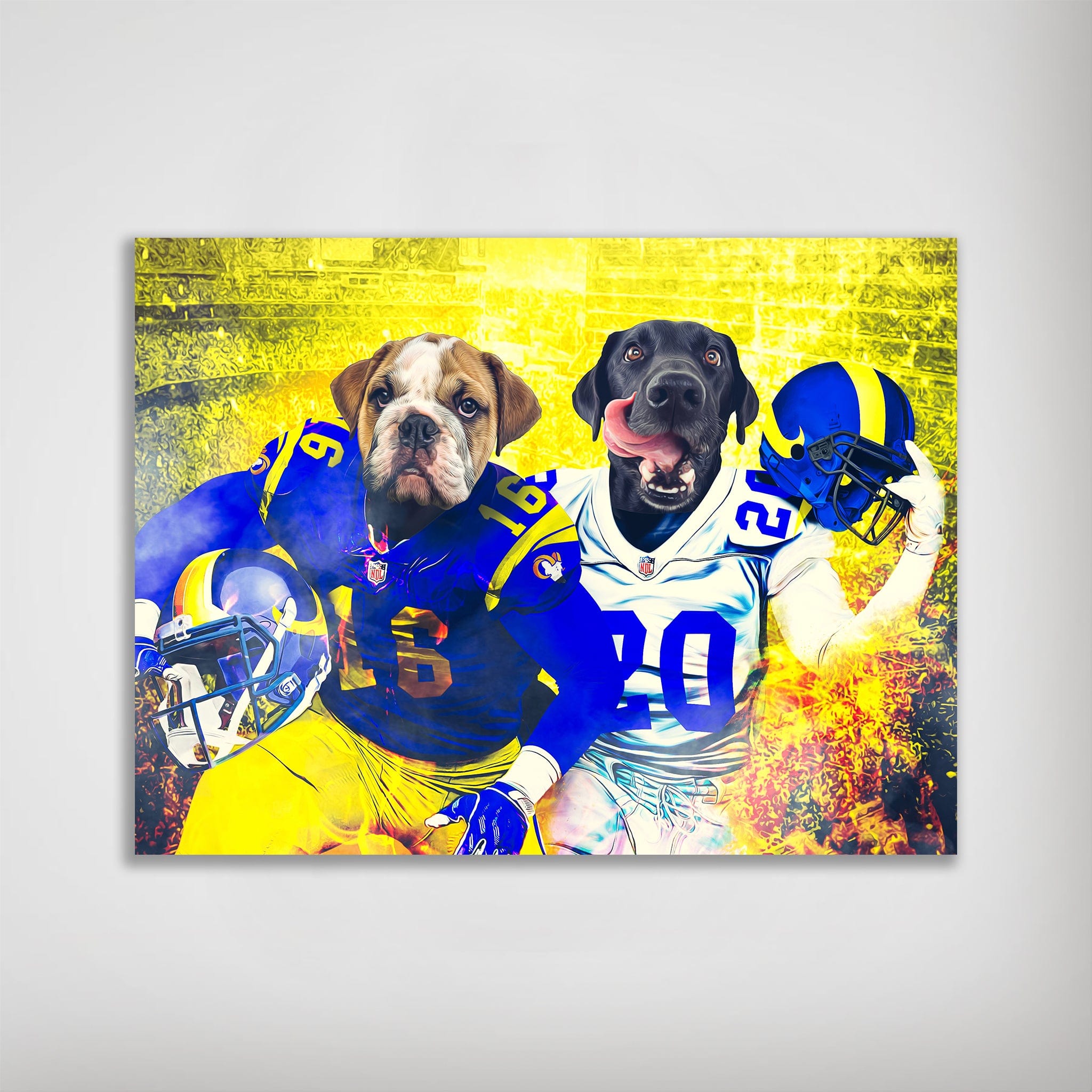 Custom NFL Pet Portrait From Photo - Los Angeles Jersey Canvas Poster