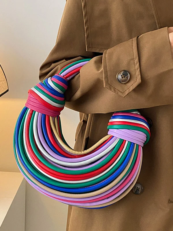 Stylish Geometric Zipper Handbags with Contrast Colors