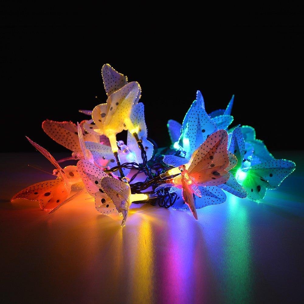 12/20 Led Solar Powered Butterfly Fiber Optic Fairy String Lights ...