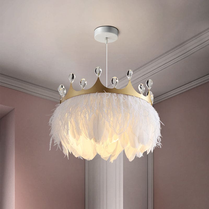 Bronte- Crown Crown Feather Pendant Light Nordic 1 Head Gold Hanging ...