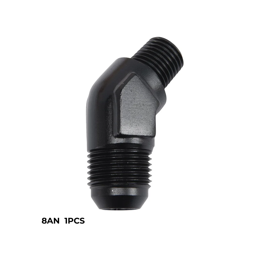 AlloyWorks 8AN Male Flare to 1/4" NPT Pipe 45 Degree Fitting Adapter ...