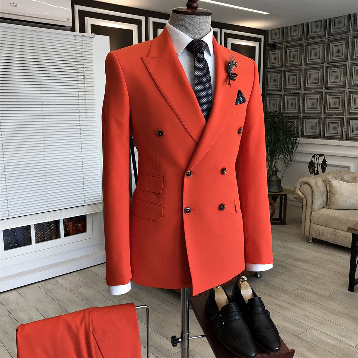 Gentle Red Best Party Suit Peaked Lapel With Double Breasted Gentle For ...