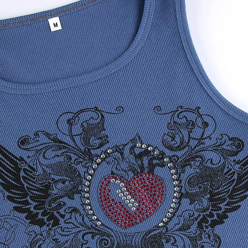 RHINESTONE HEART TANK TOP