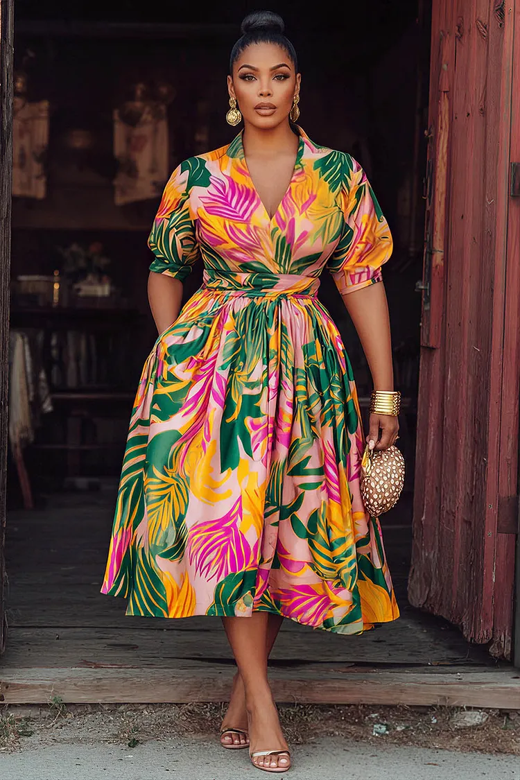 Xpluswear Design Plus Size Daily Elegant Multicolor All Over Print V ...