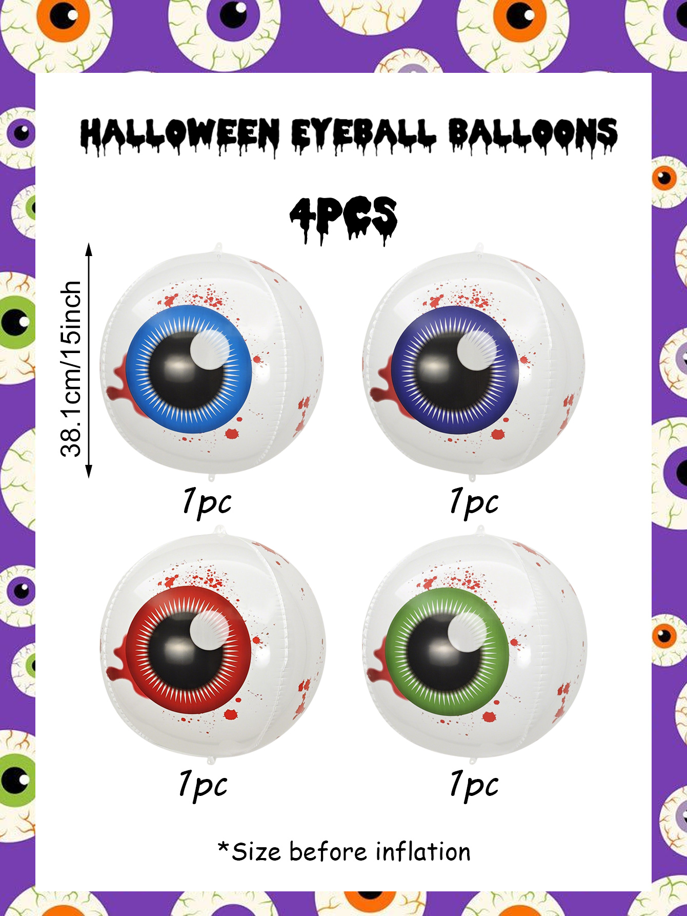 2/4pcs Halloween Ghost Eye Balloons, 15 Inch 4D Aluminum Film, Horror ...