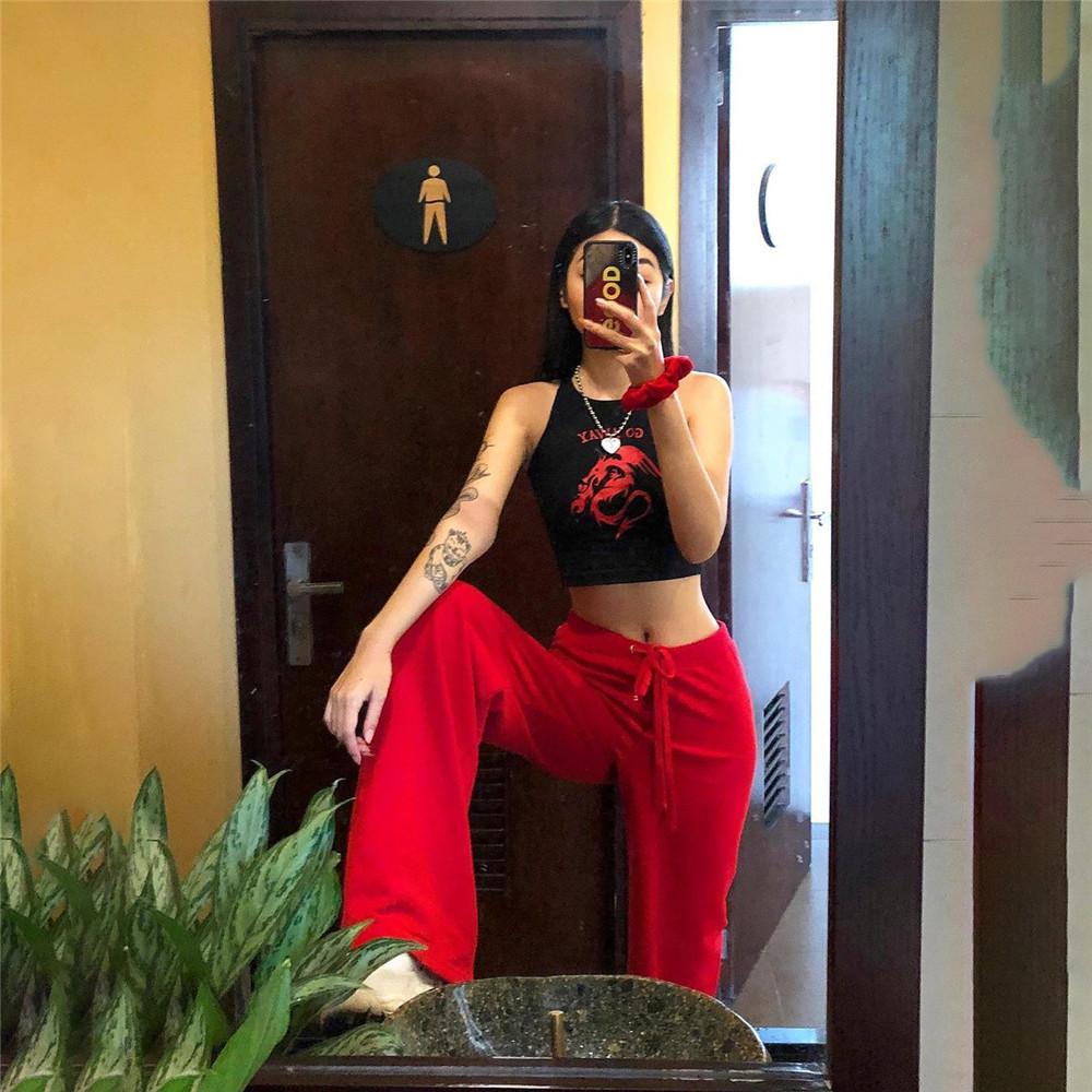 RED HIGH WAIST PANTS