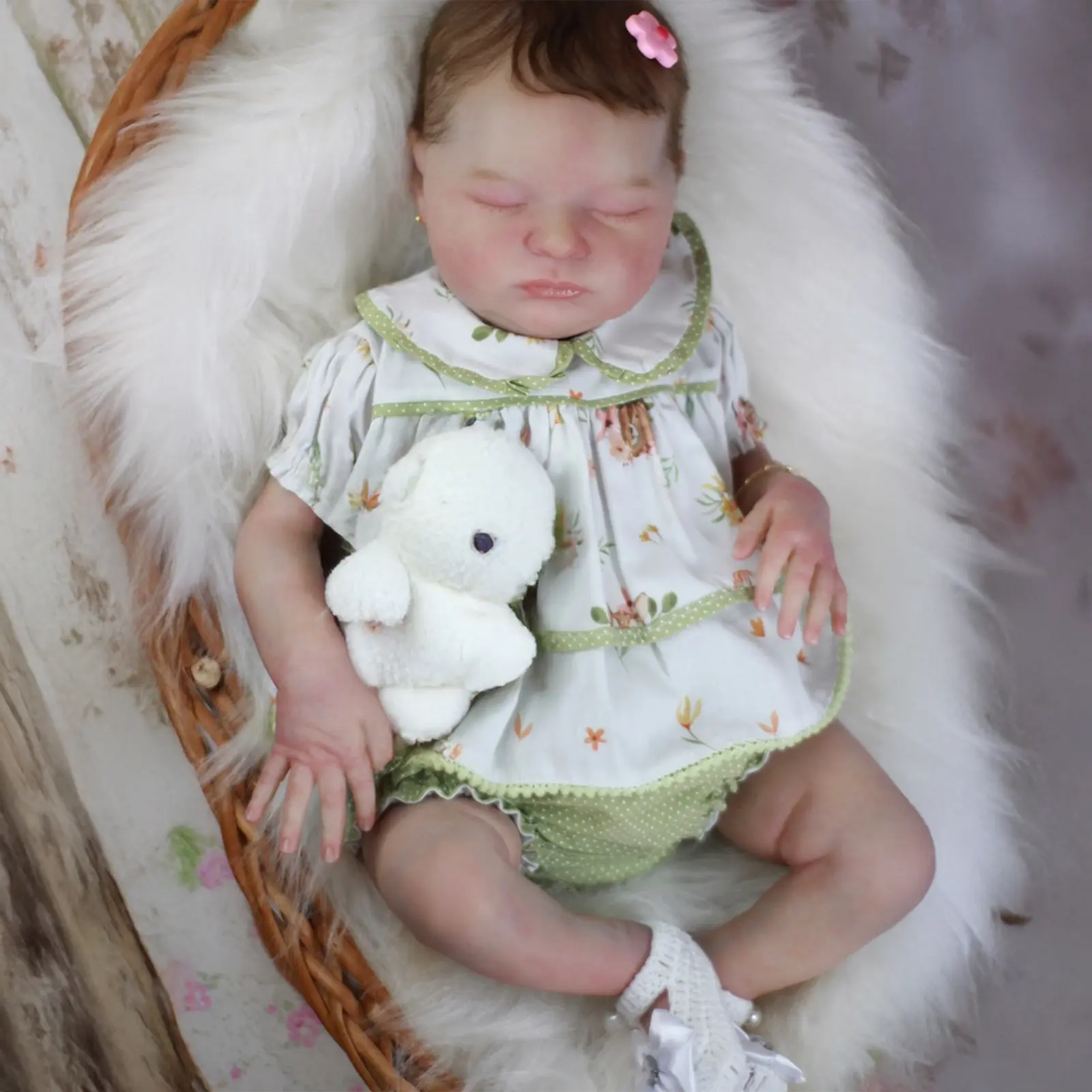 20" Lifelike Reborn Girl Brown Hair Baby Doll Named Mainsa, Looks ...