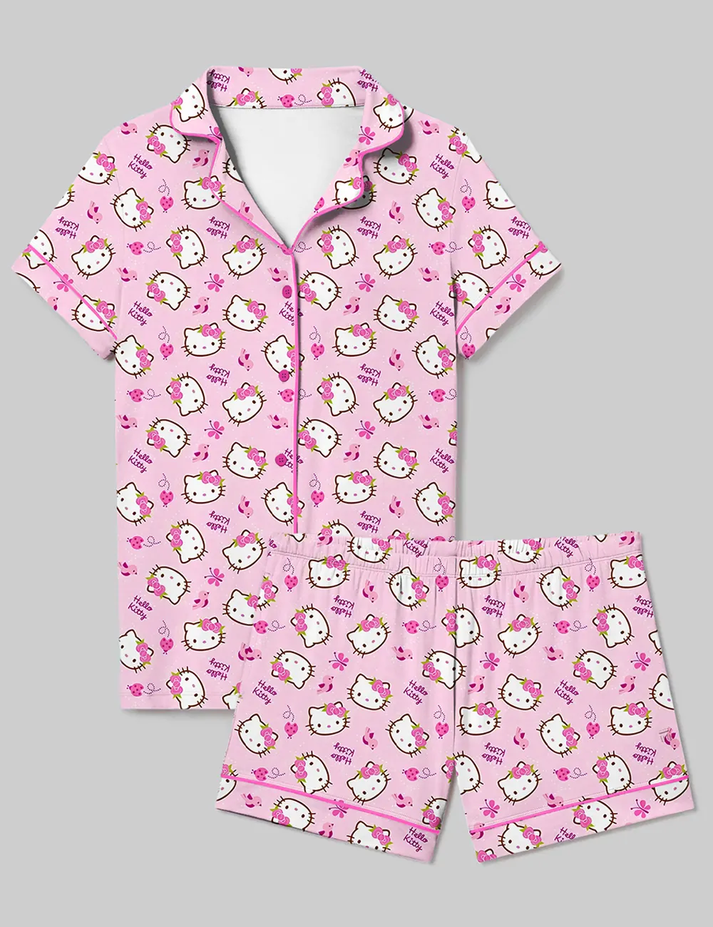 Women's Pink Coquette Bow Hello Kitty Pajama Set