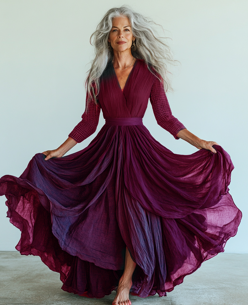 Vintage loose color contrast green color swing dress E7891