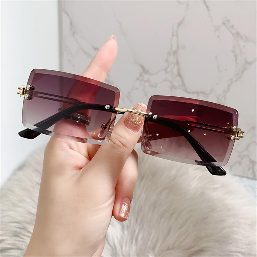 Rimless Small Rectangle Sunglasses for Women Men Frameless Eyeglasses ...