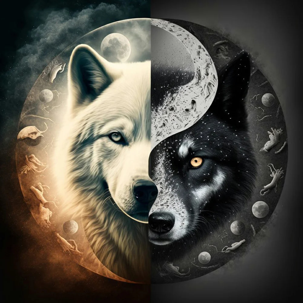 Tai Chi Wolf (canvas) full round/square drill diamond painting