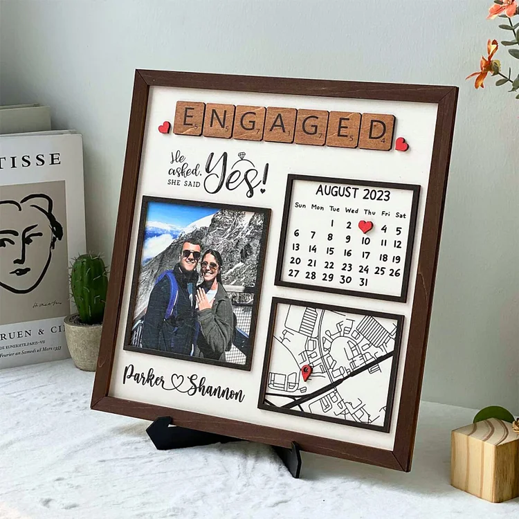 Personalized Engaged Married Picture With Map