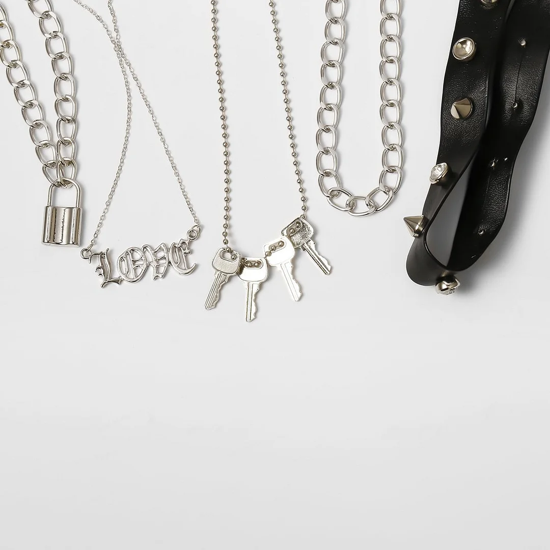 LOCK AND KEY RIVET NECKLACES
