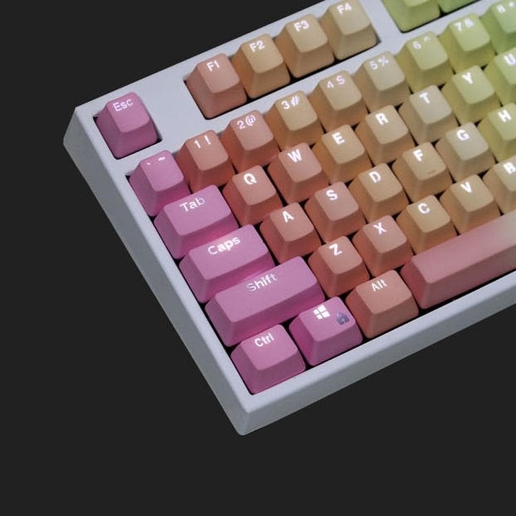 4 Styles Pastel Rainbow PBT Pastel Backlit Rainbow Kawaii Keycaps SP16336