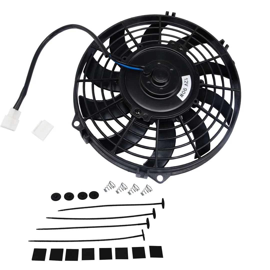 Alloyworks 9" 12V Pull Push Curved Blade Electric Radiator Cooling Fan ...