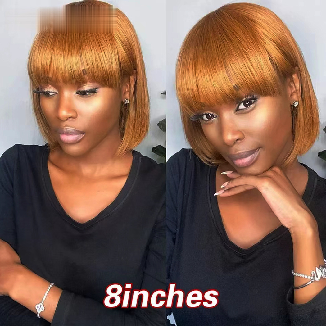 100% Human Hair 30# Realistic Straight Bob With Bangs