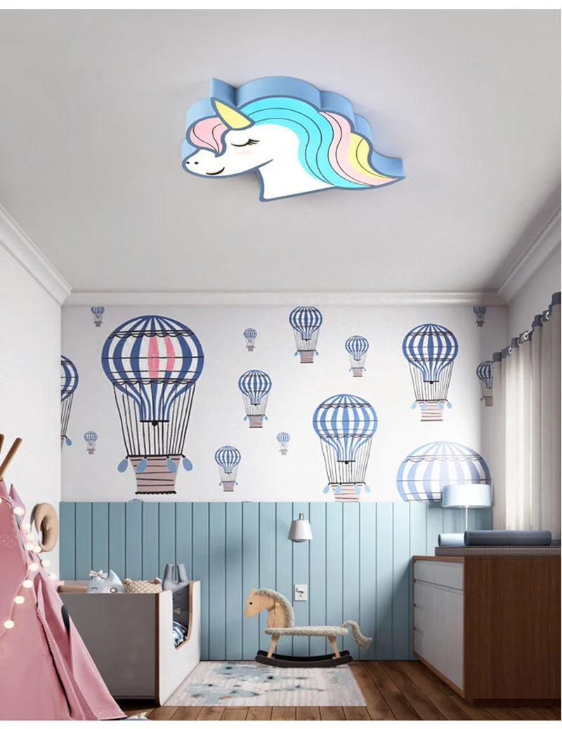 Unicorn Kids Room Light Led Ceiling Lights With Remote Control Cartoon ...